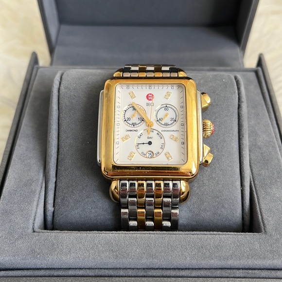 Michele | Accessories | Michelle Deco 8 Diamond Watch With New Battery ...